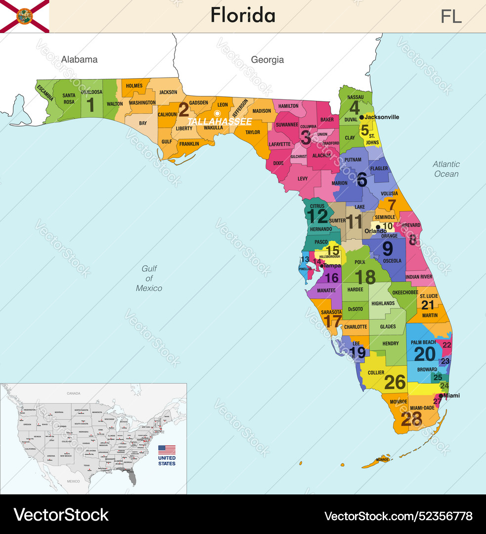 Florida State County Map