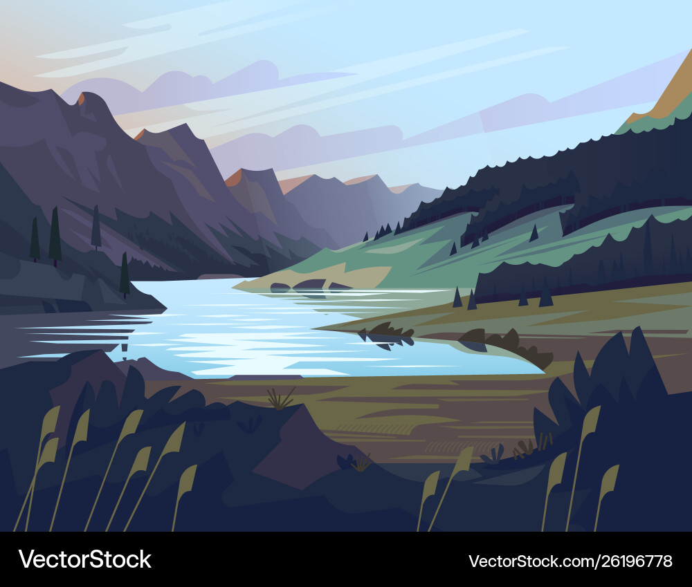 Mountain lake landscape Royalty Free Vector Image