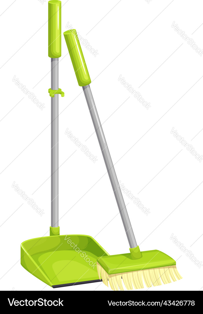 Plastic broom and scoop Royalty Free Vector Image