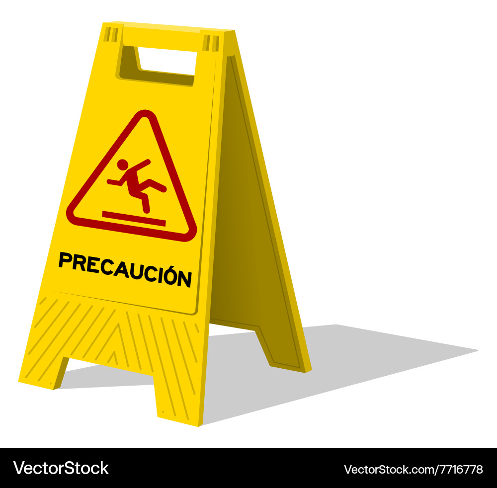 Yellow Caution Sign with Stick Figure Royalty Free Vector