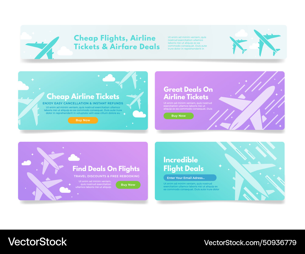 Airlines offer cheap flight ticket landing page Vector Image