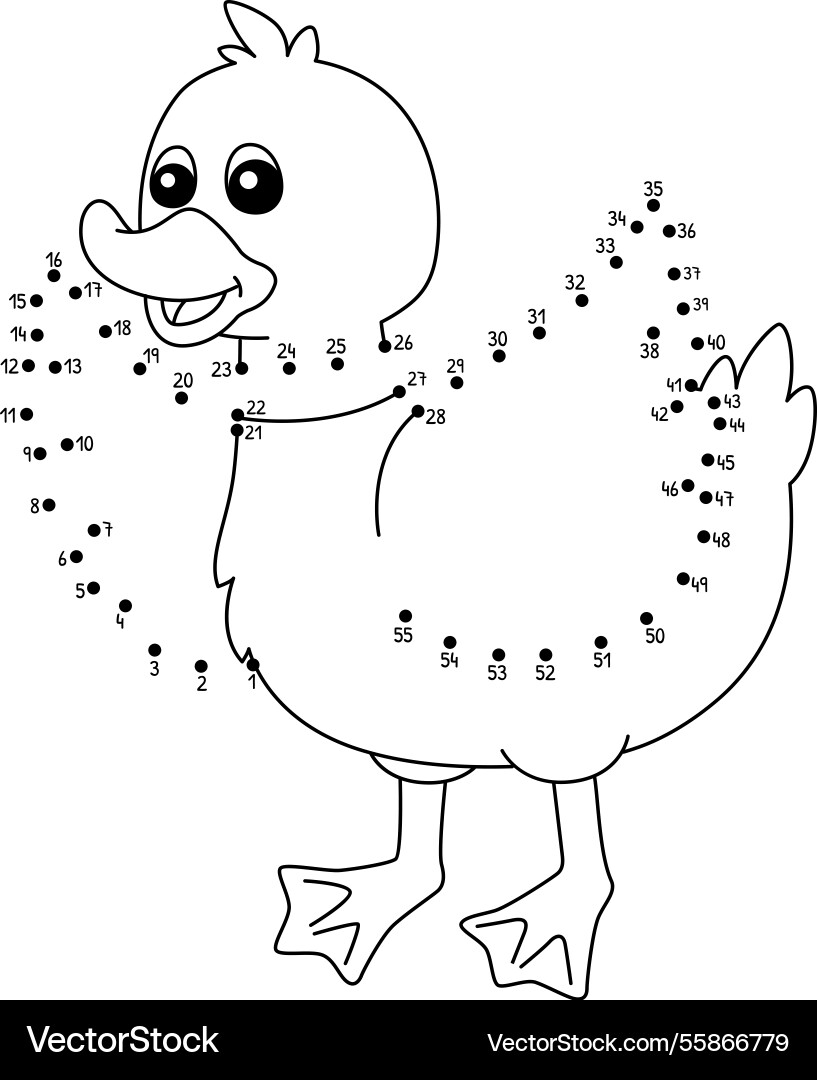 Dot to dot duck farm animal isolated coloring page