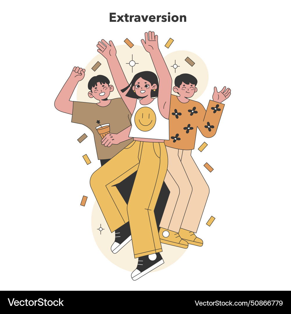 Extraversion in the big five personality flat Vector Image