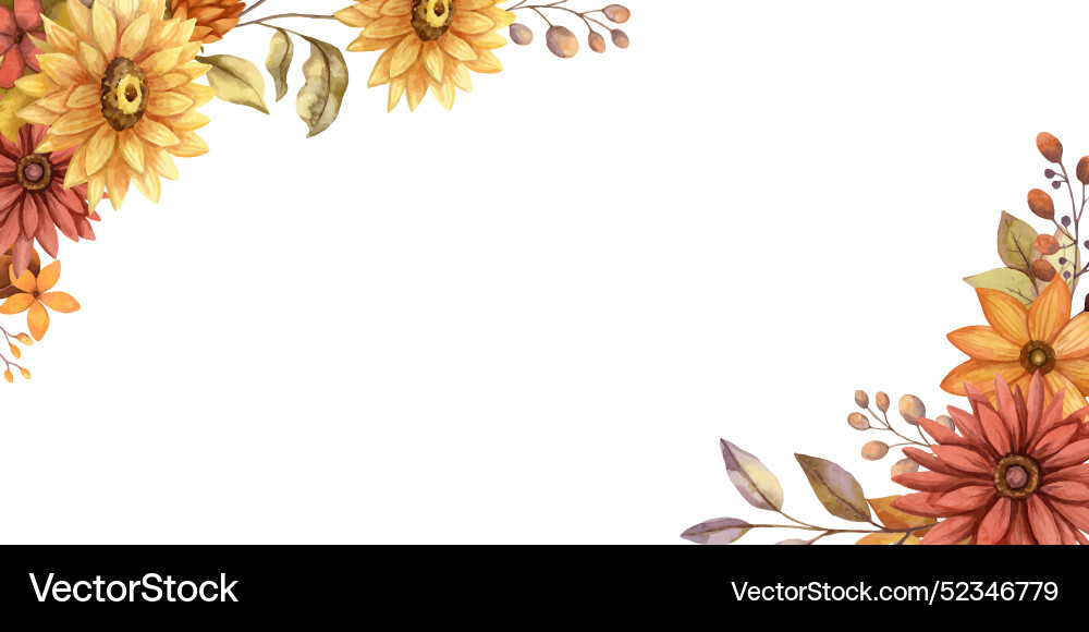 Fall flower horizontal banner Royalty Free Vector Image