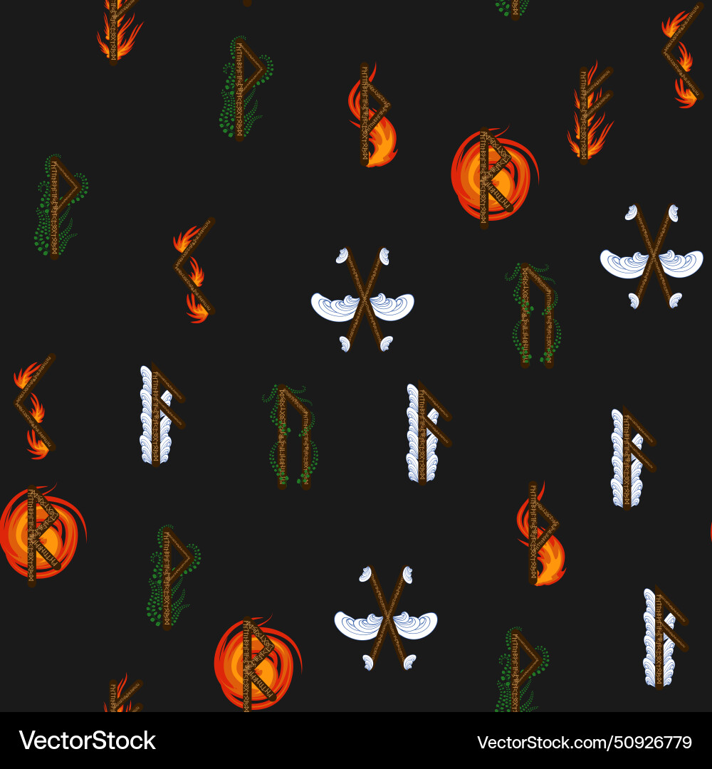 Hand drawn runic letters seamless pattern Vector Image
