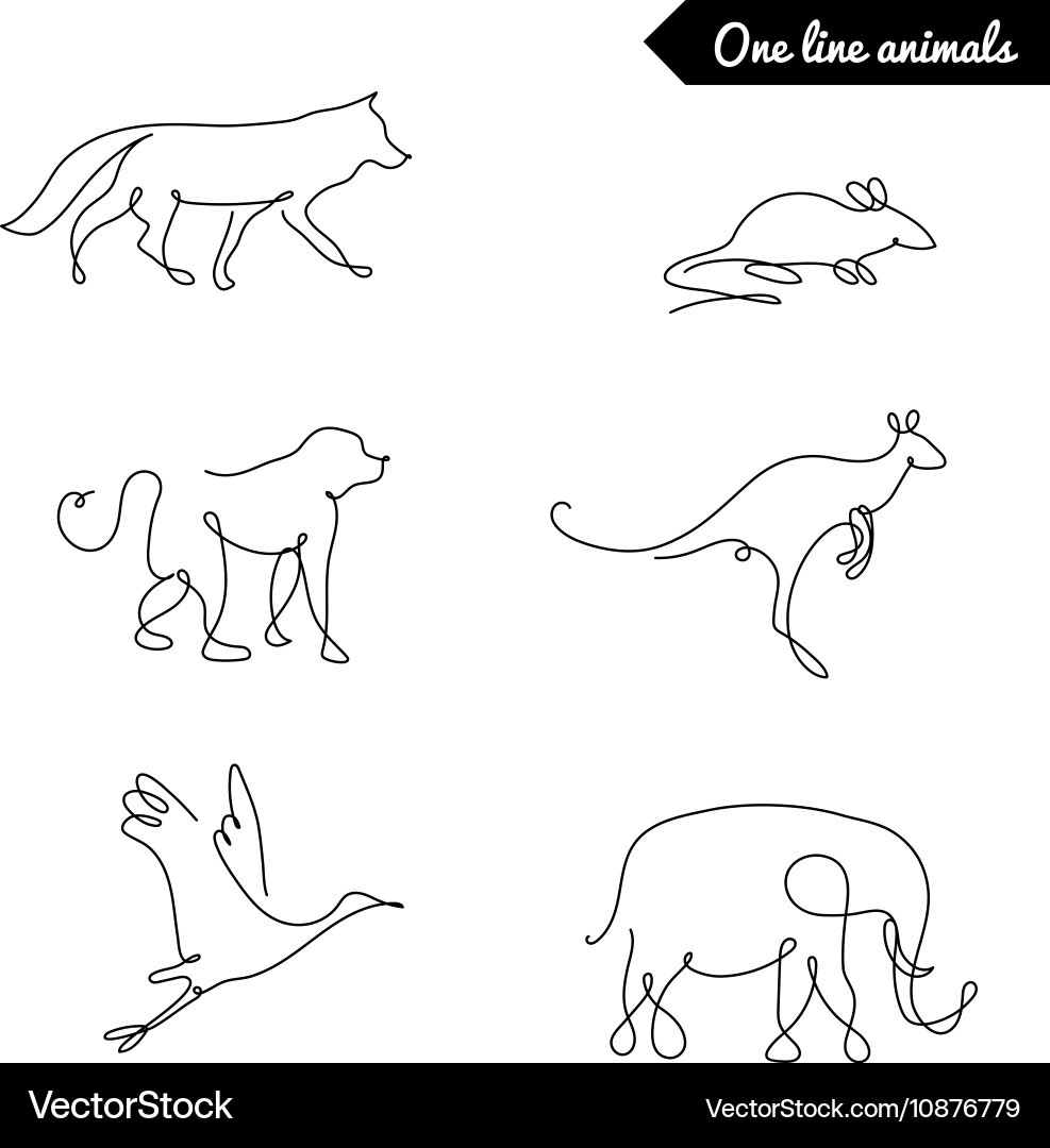 Minimalist Animal Line Art Set Royalty Free Vector Image