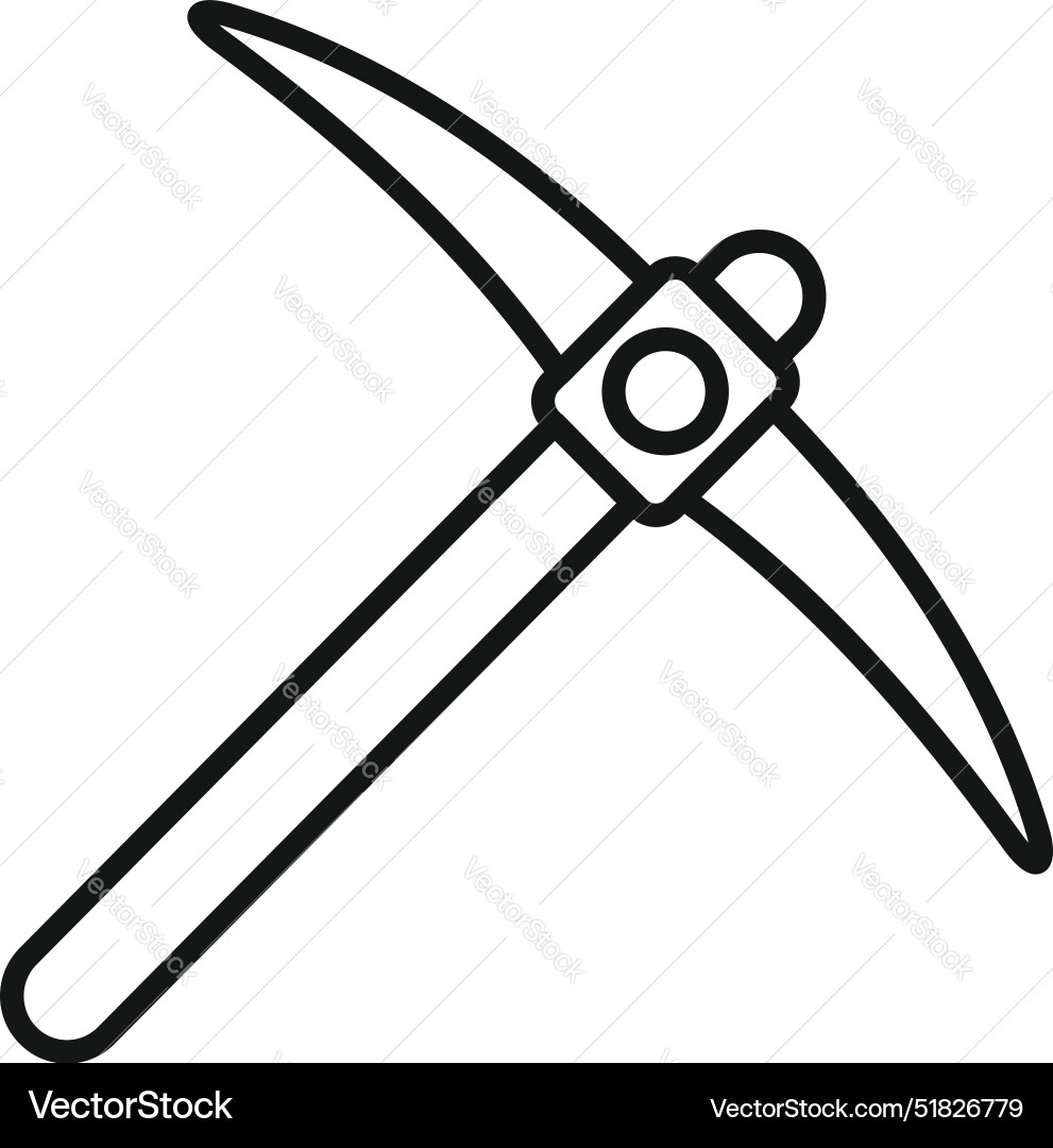 Mining pickaxe tool with wooden handle for Vector Image