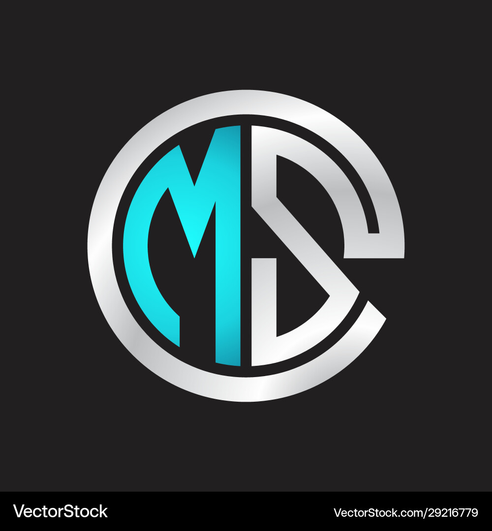 Ms initial logo linked circle monogram Royalty Free Vector