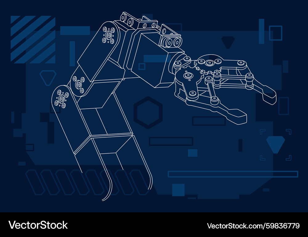 Robotic Arm Blueprint Royalty Free Vector Image