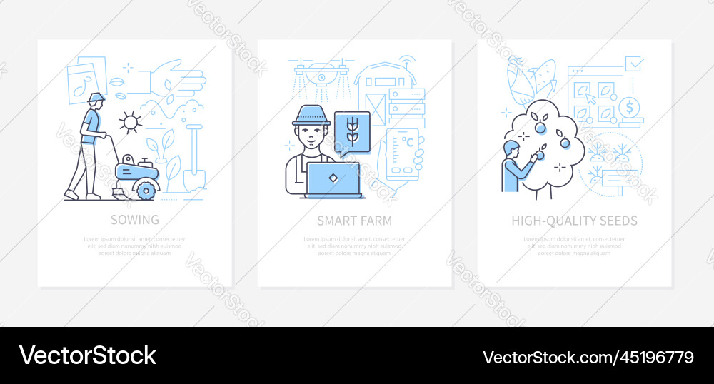 Smart farm and seeds - line design style banners Vector Image