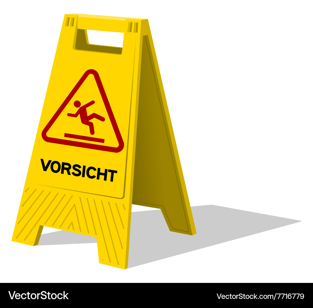 Vorsicht caution two panel yellow sign Royalty Free Vector