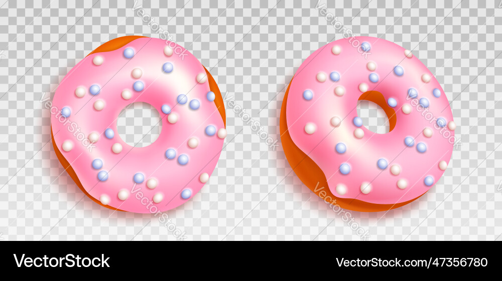 3d realistic pink donut isolated sweet icon Vector Image