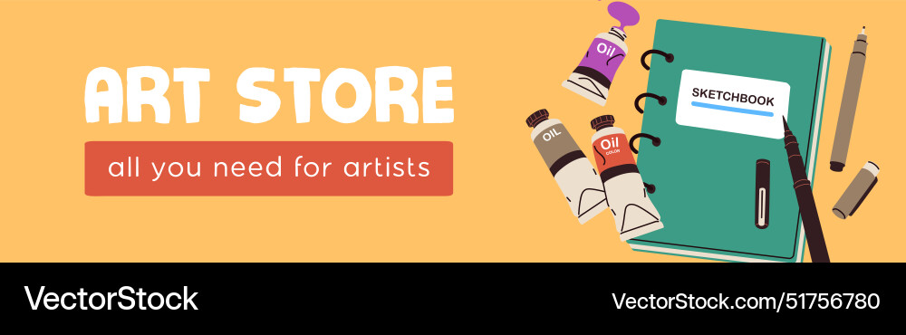 Art store web banner creative hobby shop ad Vector Image