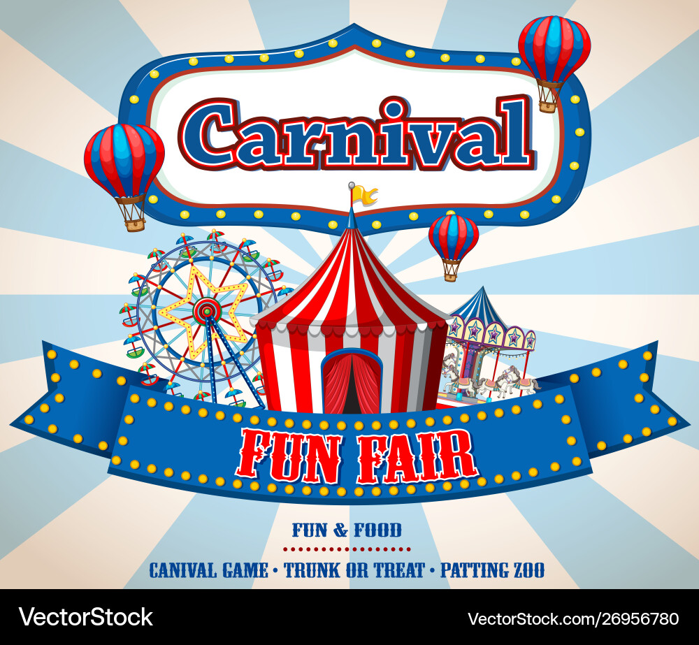 Colorful carnival funfair banner Royalty Free Vector Image