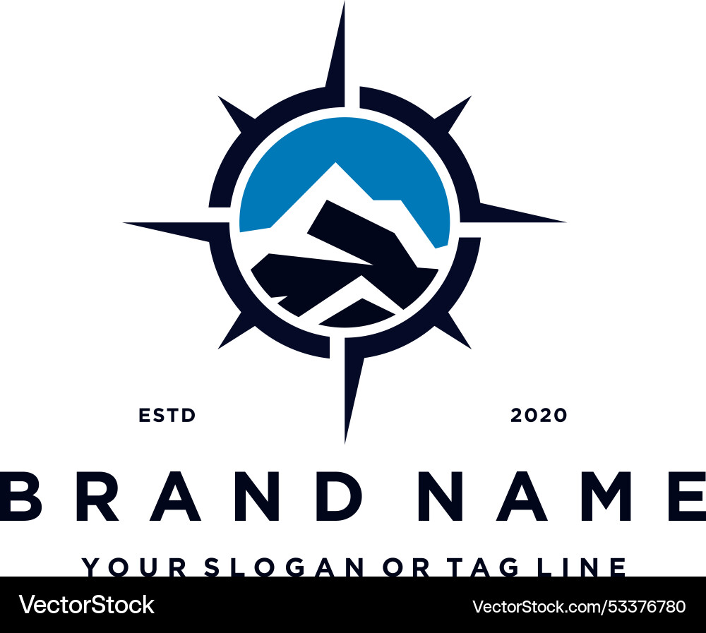 Creative mountain compass logo design concept Vector Image