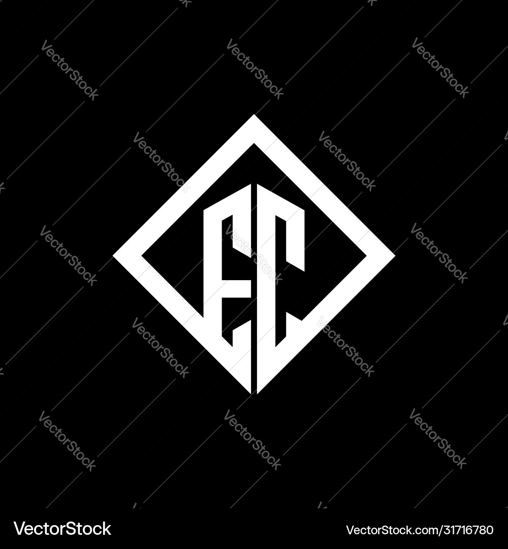 Ec logo monogram with square rotate style design Vector Image