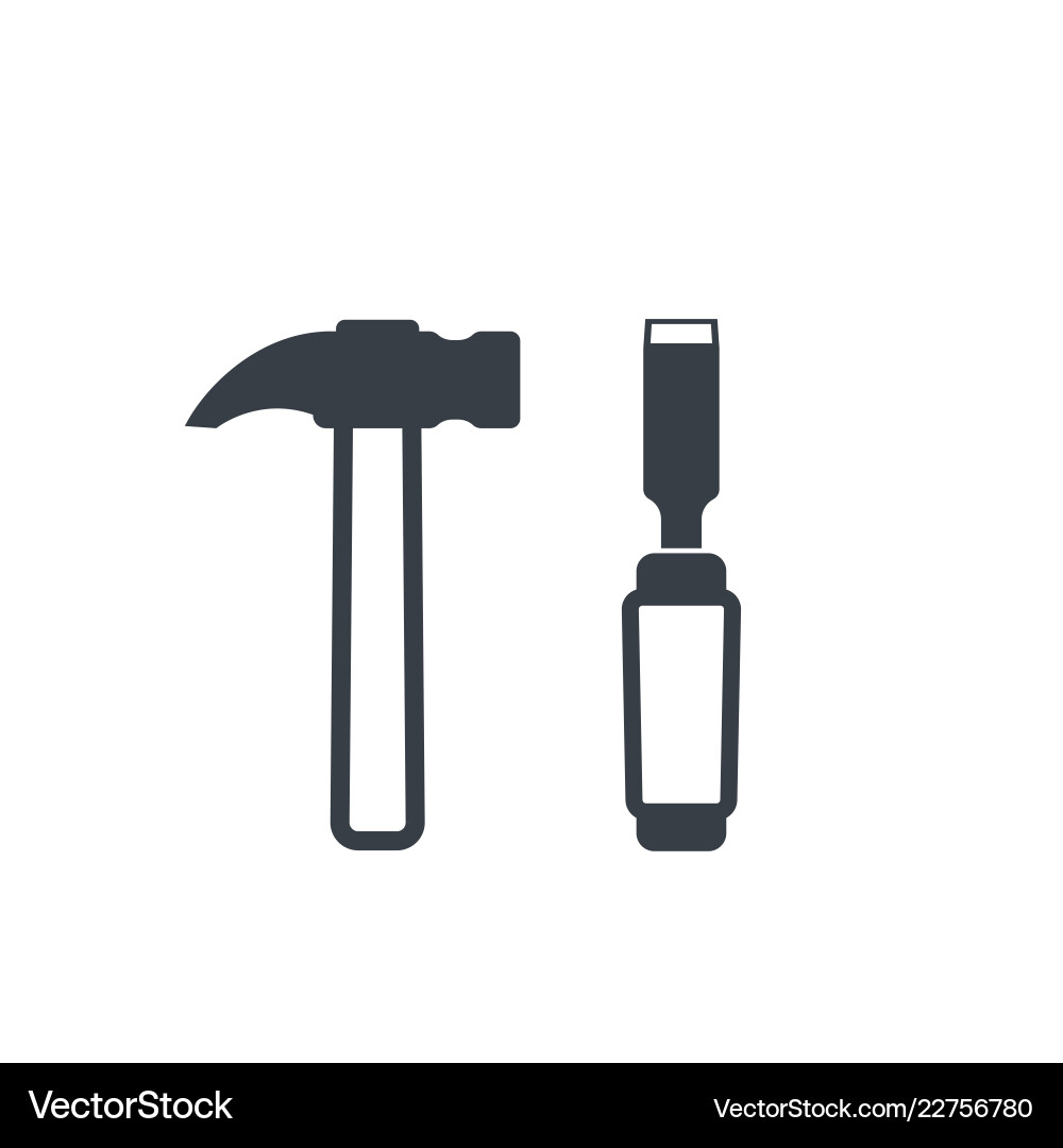 Hammer and chisel icons Royalty Free Vector Image