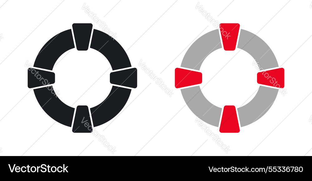 Life buoy icons set black and colored style Vector Image
