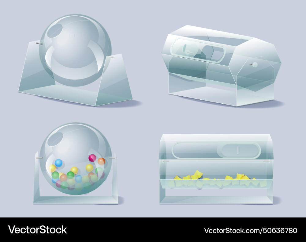 Lottery box raffle drums with balls or stickers Vector Image