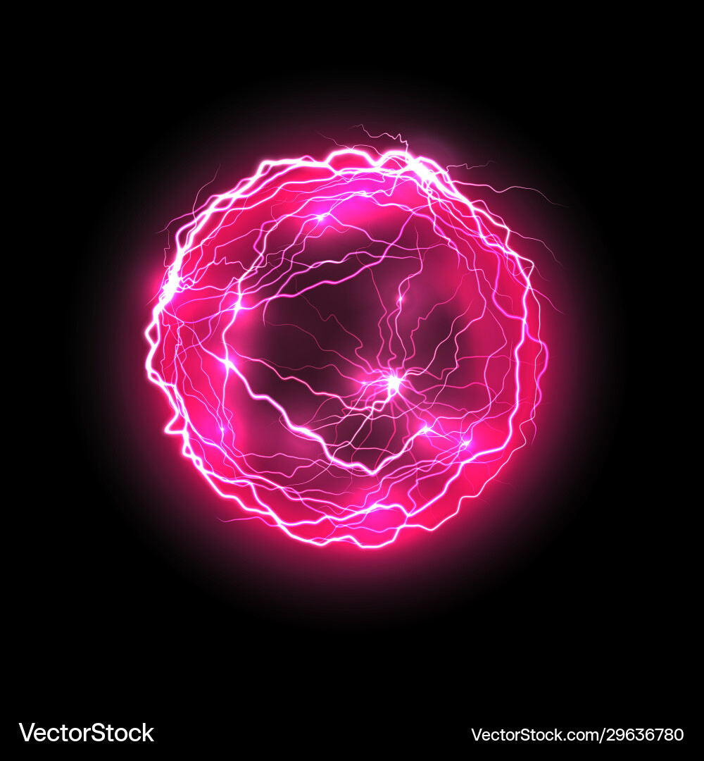 Purple energy ball with lightings Royalty Free Vector Image