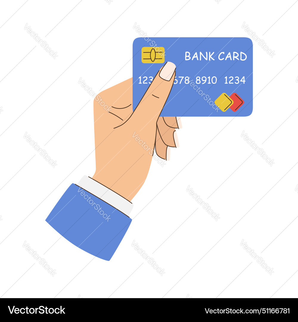 A hand holding bank card Royalty Free Vector Image