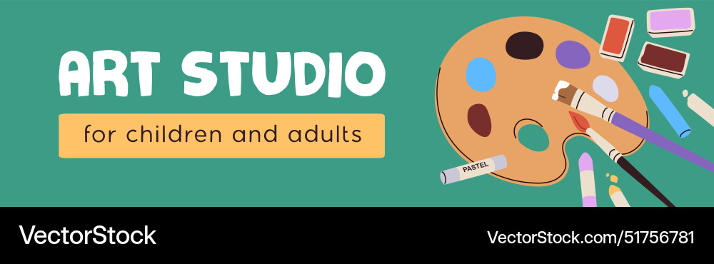 Art studio banner creative workshop drawing Vector Image