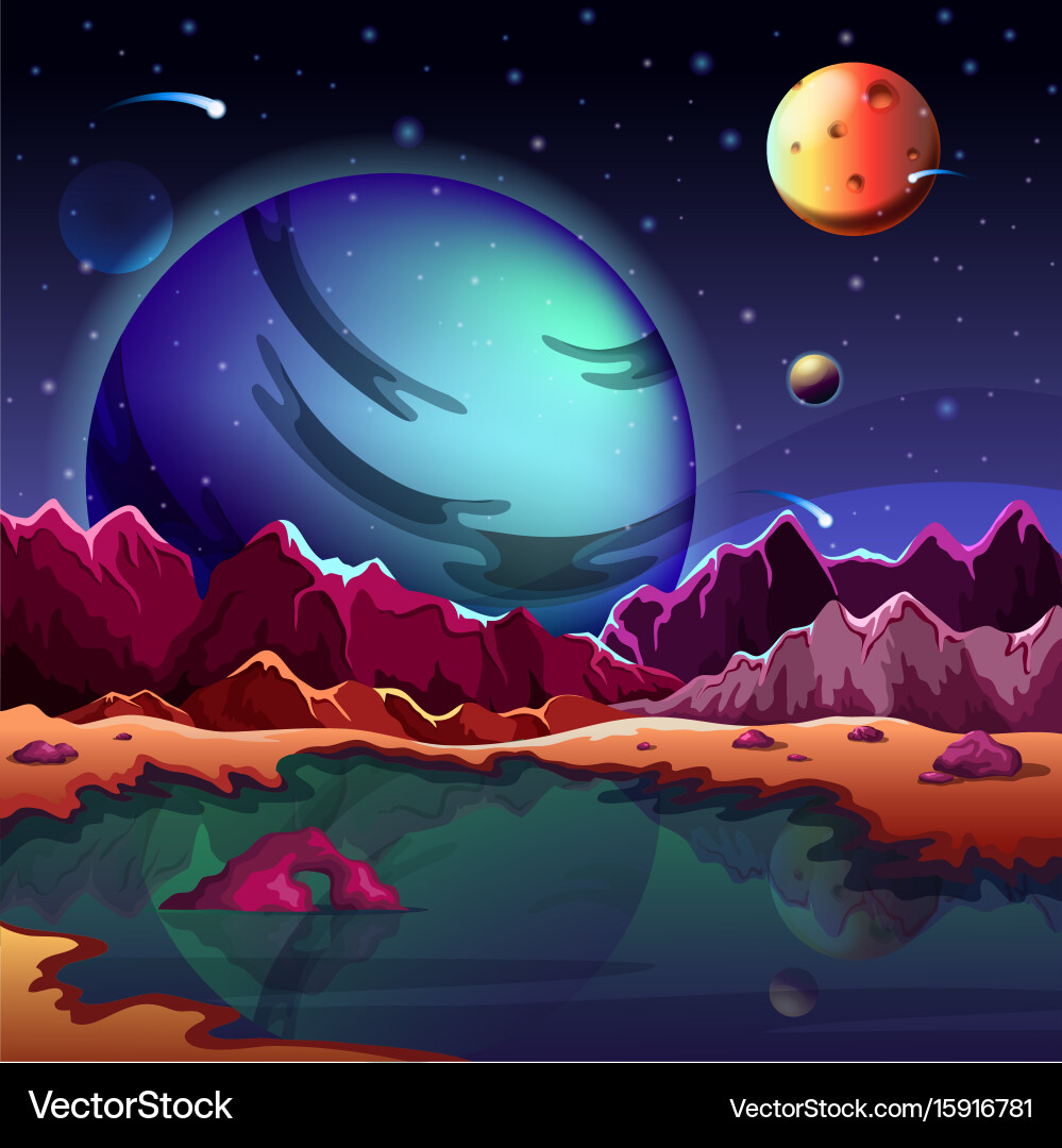 Cartoon planet landscape or scenery terrain Vector Image