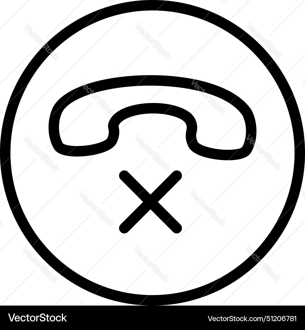 Decline phone call outline icon reject feature Vector Image
