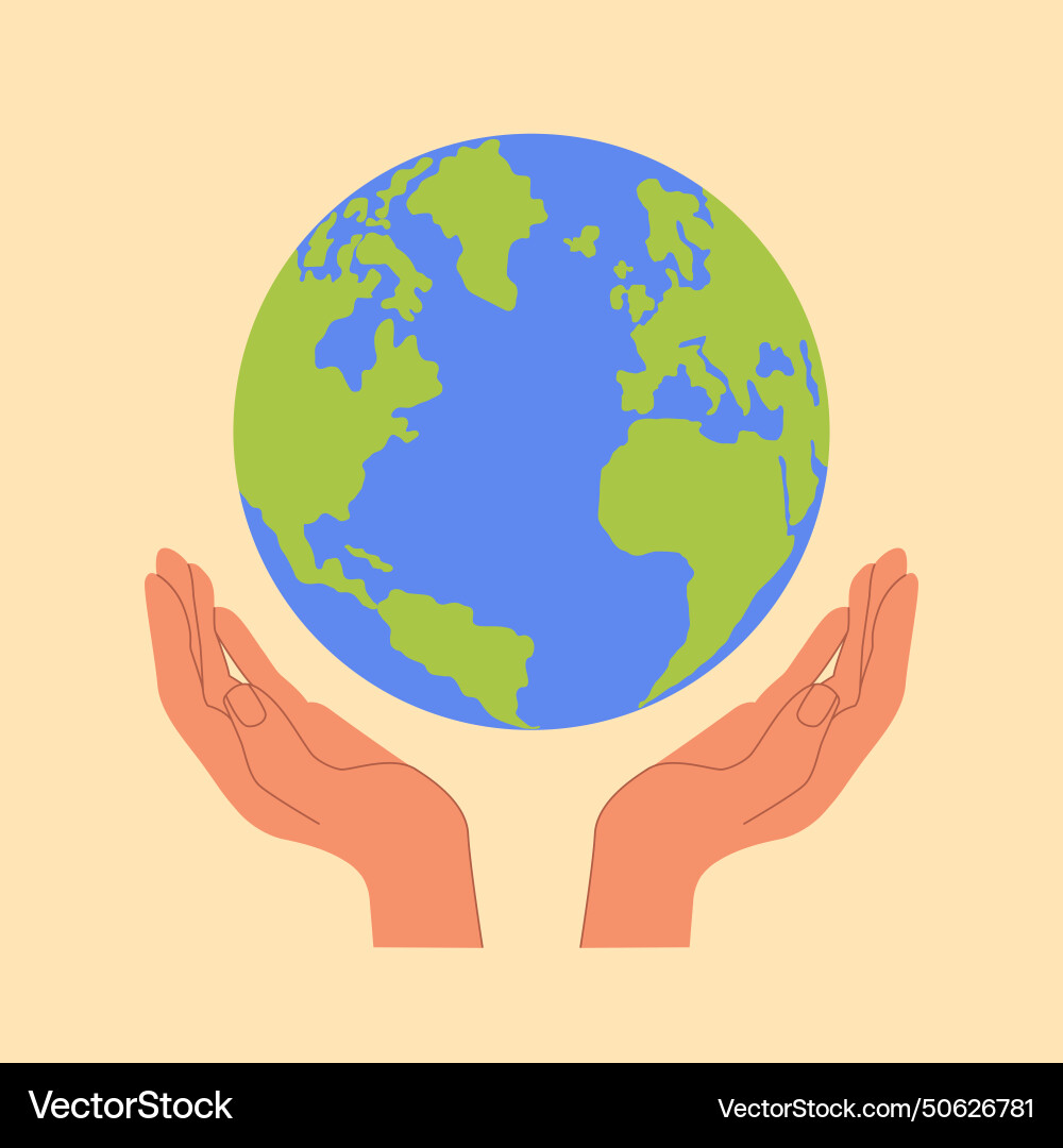 Hands holding earth globe poster banner save Vector Image
