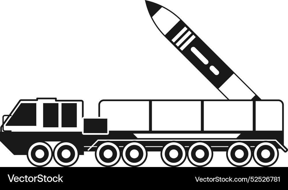 Military rocket launcher machine black line icon Vector Image