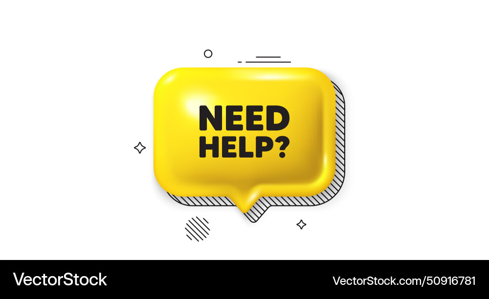 Need help symbol support service sign 3d speech Vector Image