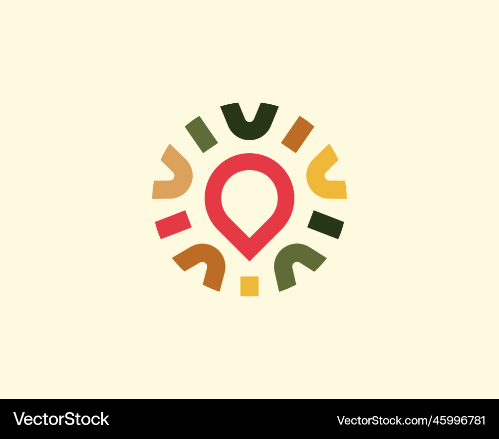 Pin logo design navigation logotype in a frame Vector Image