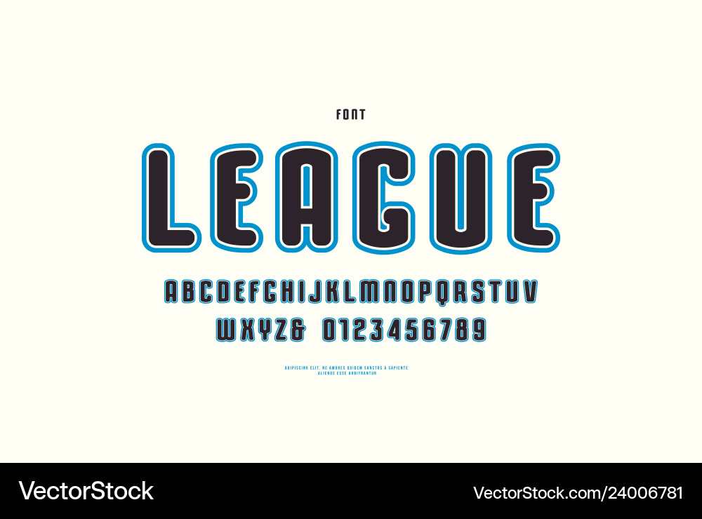 Sans serif font with rounded corners and contour Vector Image