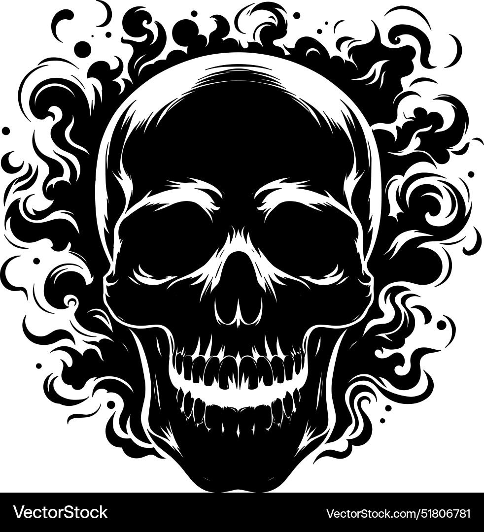 Skull smoking silhouette isolated on white Vector Image