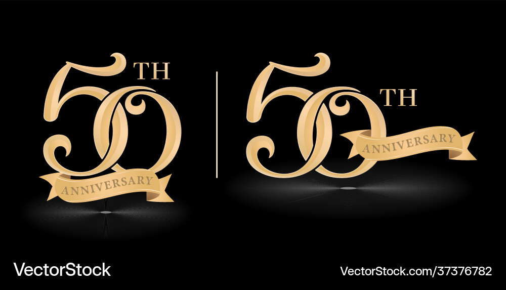 50th tag label golds anniversary Royalty Free Vector Image