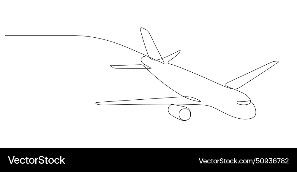 Continuous line drawing of flying airplane route Vector Image
