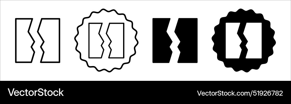 Crack icon symbol set collection simple Royalty Free Vector