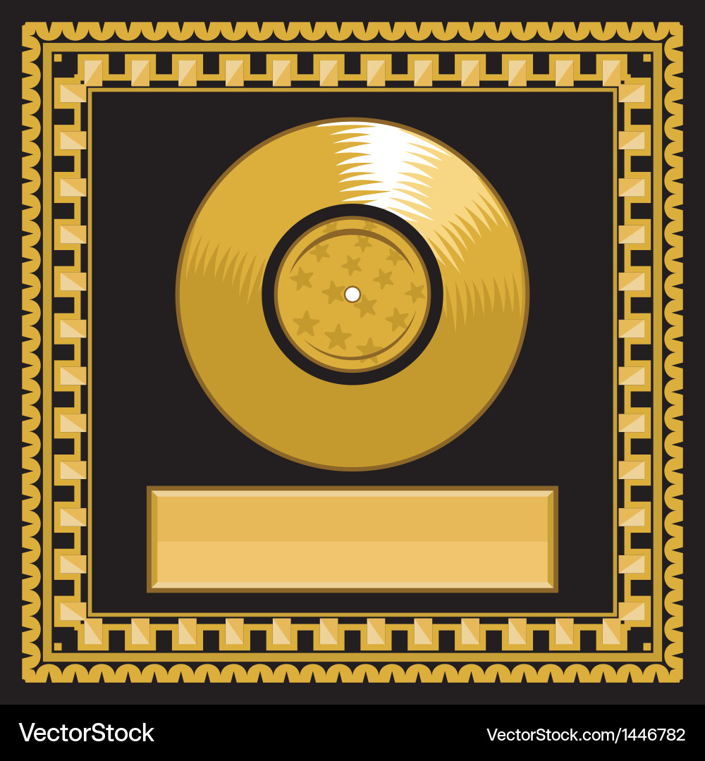 Golden record award Royalty Free Vector Image - VectorStock