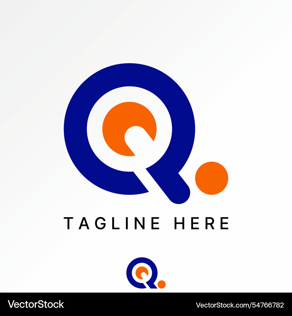 Initial c or q dot font circle connected cut ring Vector Image