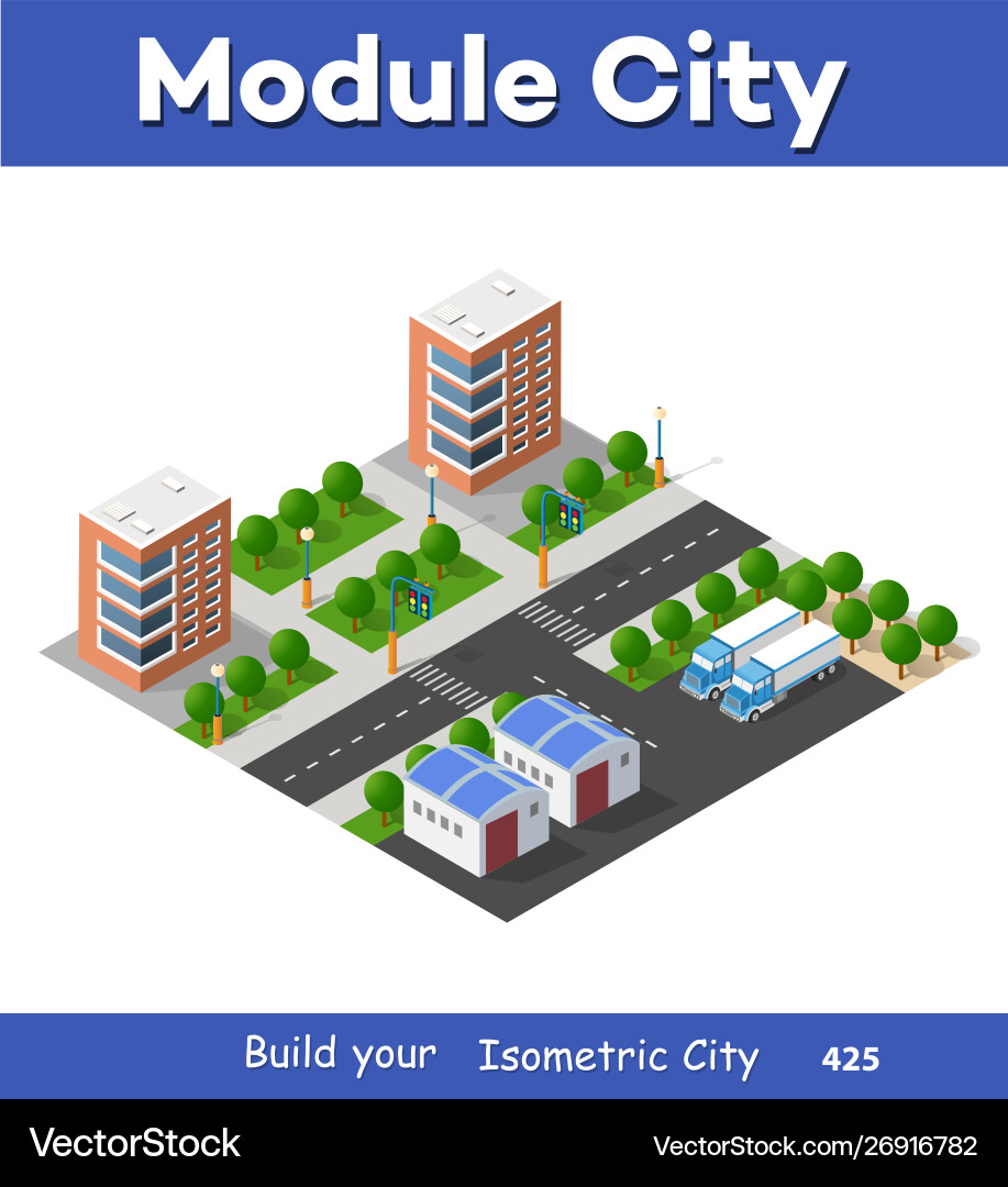 Isometric set module city Royalty Free Vector Image