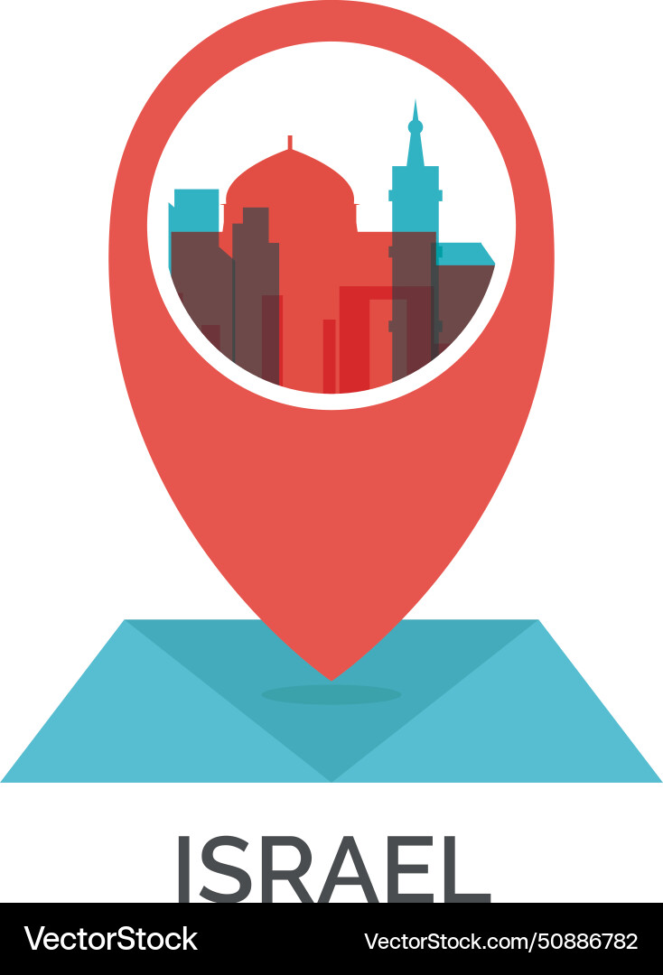 Israel country map pin point geolocation modern Vector Image