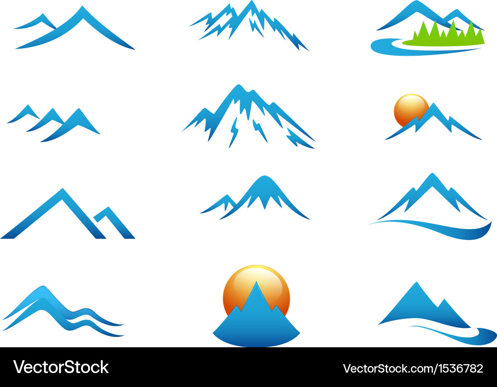 Mountain Icon Set Royalty Free Vector Image - VectorStock