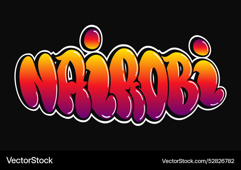 Nairobi - single word letters graffiti style Vector Image
