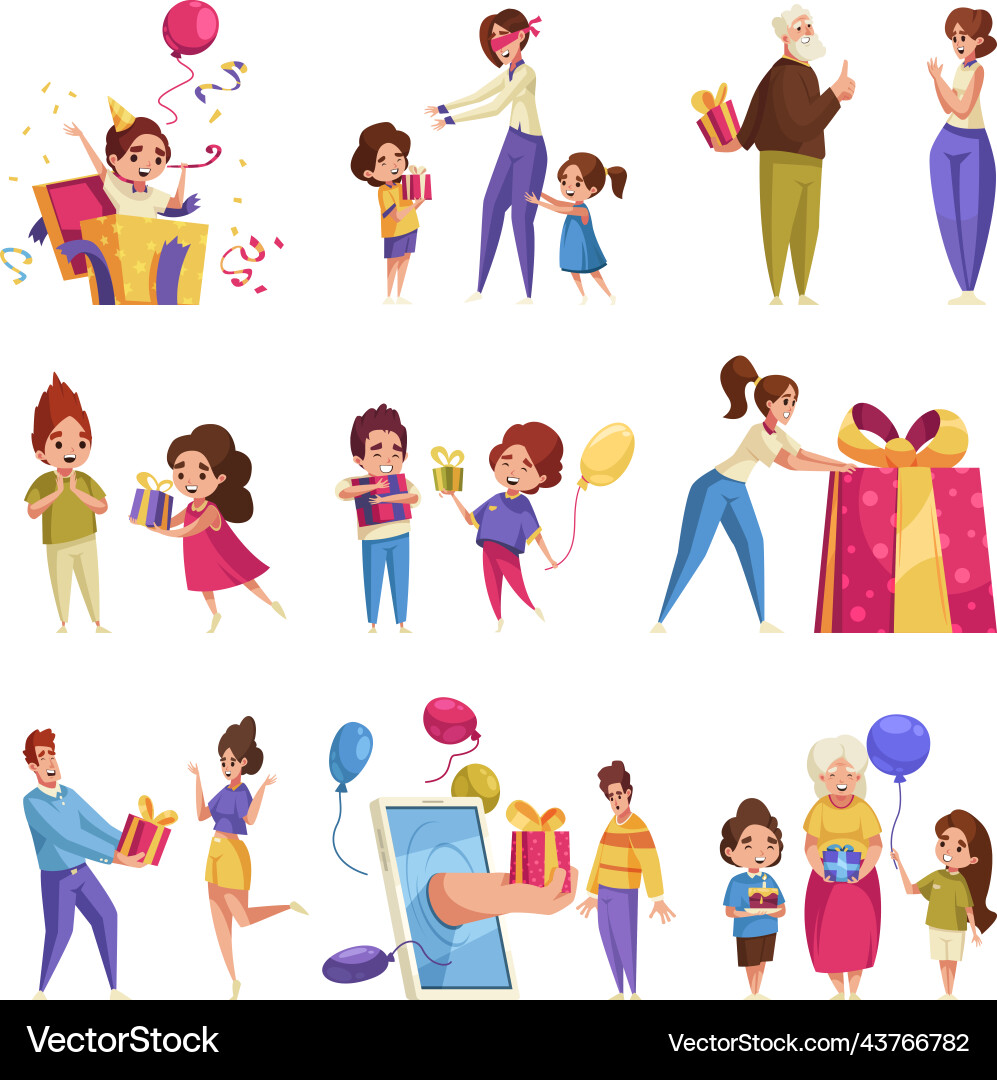 Present cartoon set Royalty Free Vector Image - VectorStock