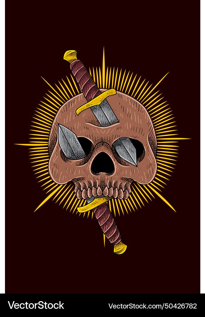 Skull with dagger Royalty Free Vector Image - VectorStock