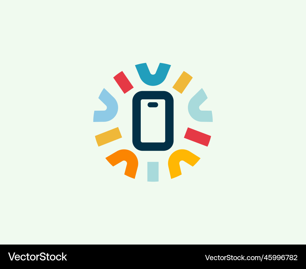 Smartphone logo design gadget logotype in a frame Vector Image