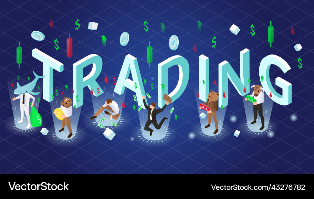 Trading isometric composition Royalty Free Vector Image