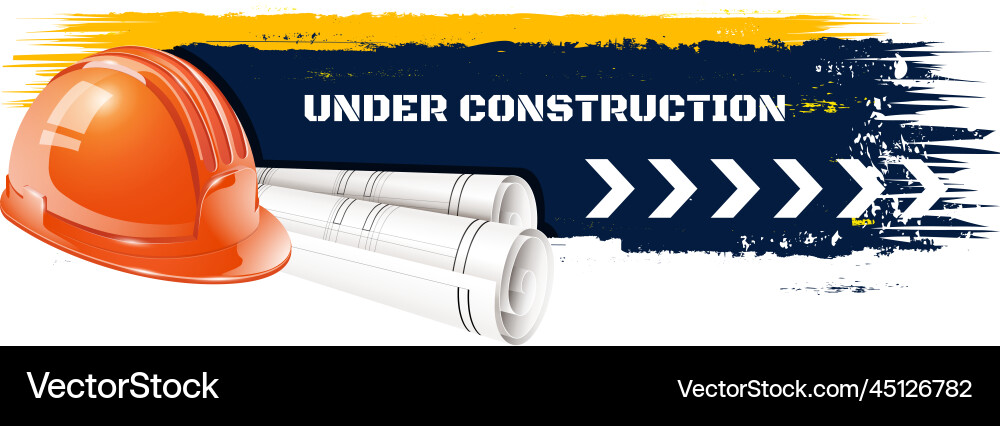 Under construction hat banner Royalty Free Vector Image