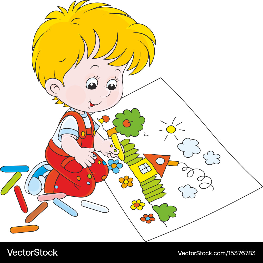 Child drawing Royalty Free Vector Image - VectorStock