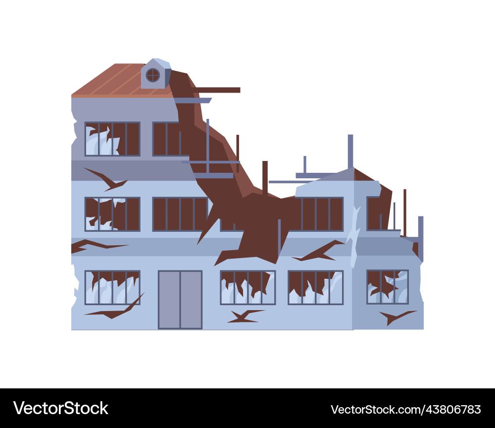 Destroyed demolished building Royalty Free Vector Image